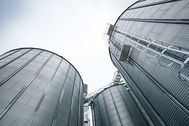 Free picture: A large silo building with many silos, a high concrete ...