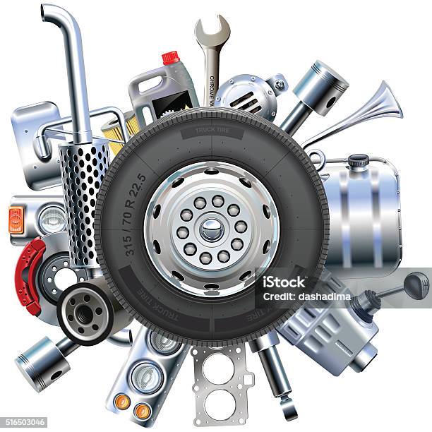Vector Truck Spares Concept向量圖形及更多備用零件圖片 備用零件 貨車 客貨車 私人陸上交通工具