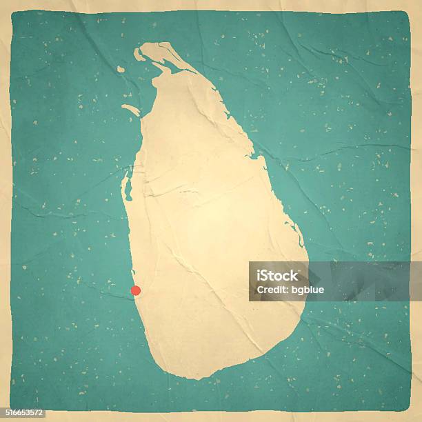 Sri Lanka Map On Old Paper Vintage Texture向量圖形及更多斯里蘭卡圖片 斯里蘭卡 地圖 亞洲