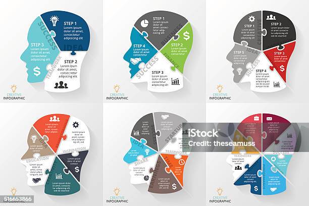Vector Brain Puzzle Infographic Template For Human Head Diagram Graph