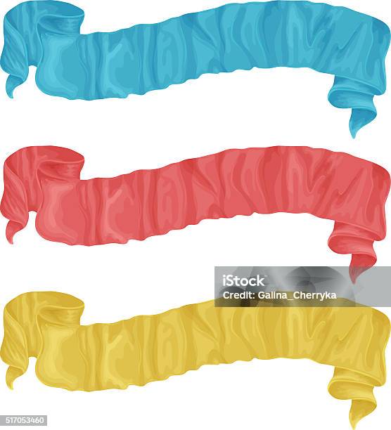 Pita Diatur Dalam Gaya Yang Dicat Warna Merah Vektor Kuning Biru ... Pita Diatur Dalam Gaya Yang Dicat Warna Merah Vektor Kuning Biru ...
