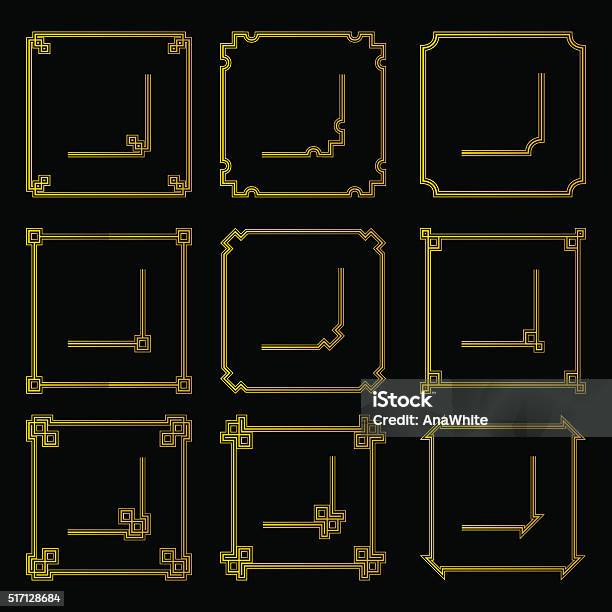Vector Frames Borders Art Deco Style向量圖形及更多創作性圖片 創作性 幾何圖形 捲起 物體描述