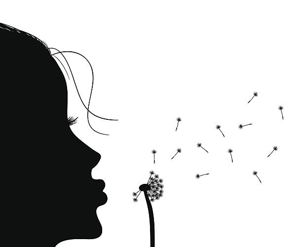 20 Girl Blowing Dandelion Silhouette Stock Illustrations Royalty Free