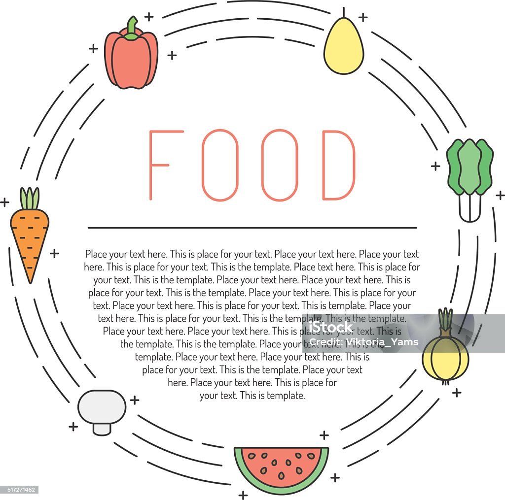 Fruit And Vegetable Multicolored Outline Circle Frame Part Two Stock ... Fruit And Vegetable Multicolored Outline Circle Frame Part Two Stock ...