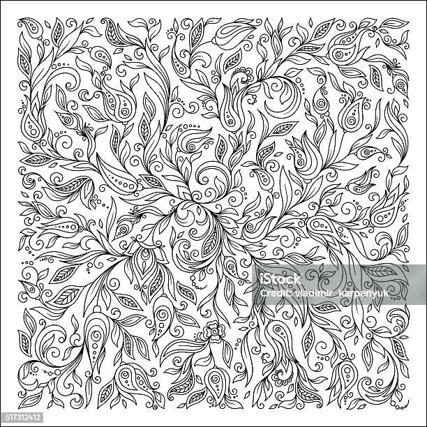 Pattern For Coloring Book Ethnic Floral Retro Doodle Element向量圖形及更多塗色書頁