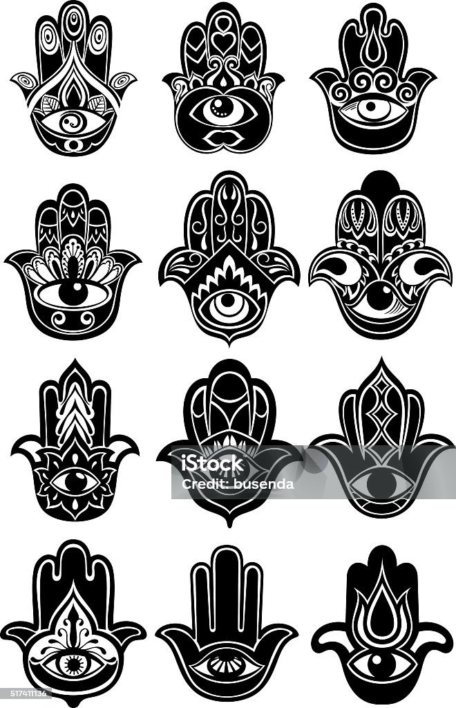 Hamsa 손 손 Of 파티마amulet 함사 문양에 대한 스톡 벡터 아트 및 기타 이미지 함사 문양 검은색