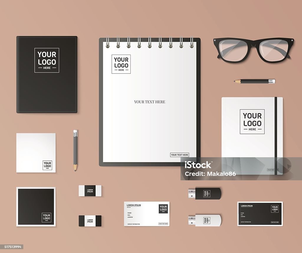 Mock Up Vector Set向量圖形及更多一組物體圖片 一組物體 實體模型 插圖 Istock