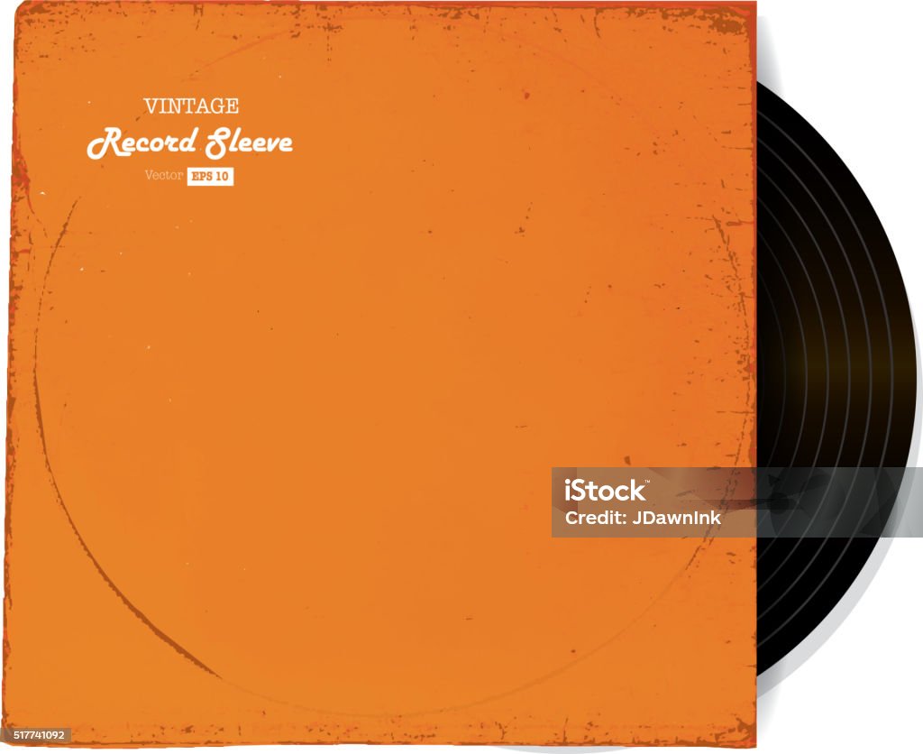 Vintage Worn Vinyl Record Sleeve Blank In Orange Stok Vektör Sanatı
