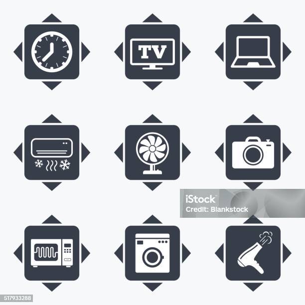 Home Appliances Device Icons Electronics Sign向量圖形及更多健保和醫療圖片 健保和醫療 器材