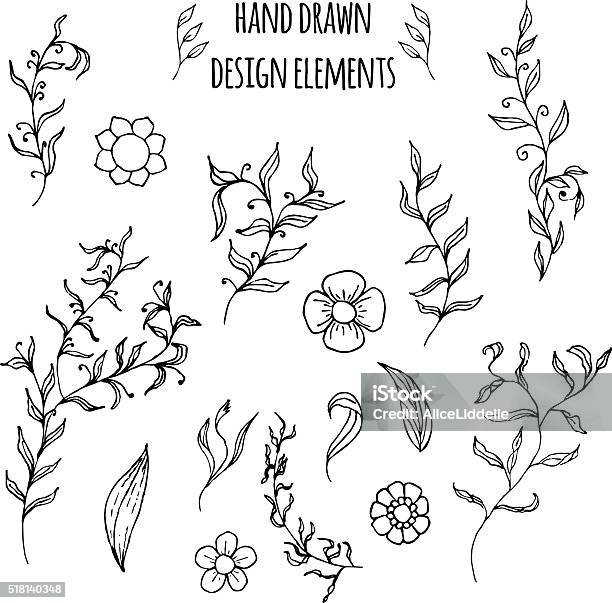 Sekumpulan Elemen Desain Yang Digambar Dengan Tangan Ilustrasi Vektor