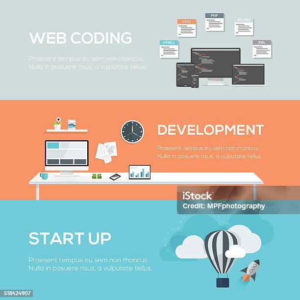 Konsep Desain Web Datar Pengkodean Web Pengembangan Dan Startup