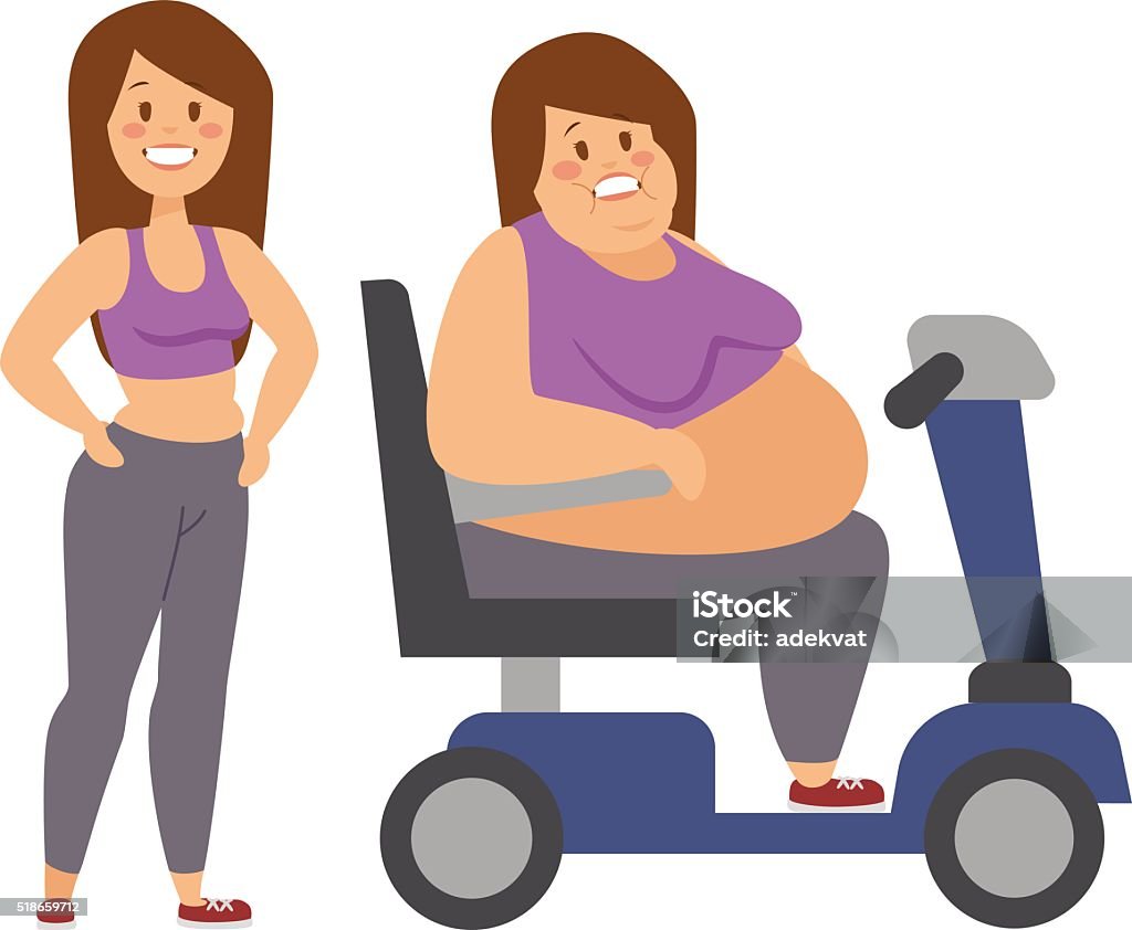 Cartoon Character Of Fat Woman And Girl Sitting Stock Illustration