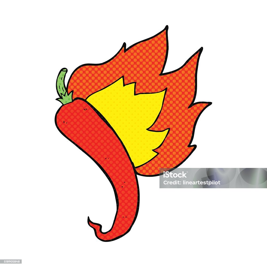 Comic Book Style Cartoon Flaming Hot Chilli Pepper Stock Illustration