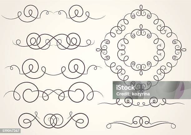 Calligraphic 장식 요소가 있습니다 0명에 대한 스톡 벡터 아트 및 기타 이미지 0명 둥글게 말려진 벡터