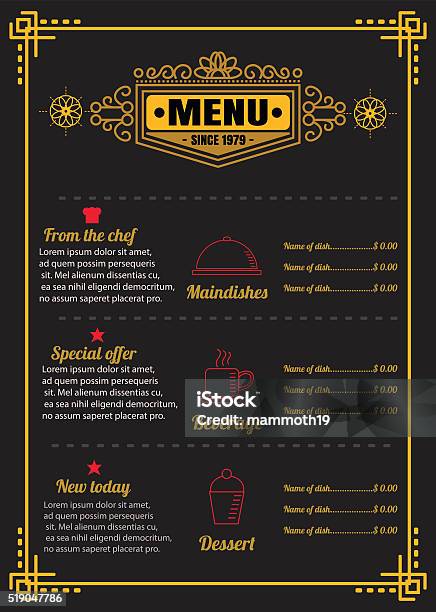 Brochure Or Poster Restaurant Food Menu With Chalkboard Backgro向量圖形及更多