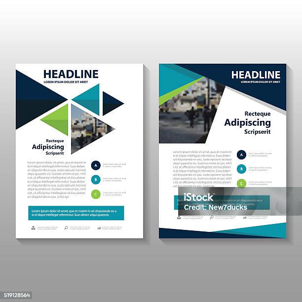 Triangle Blue Green Vector Annual Report Leaflet Brochure Flyer