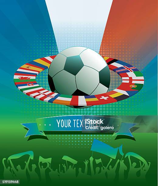 Simbol Sepak Bola Internasional Dengan Penggemar Bersorak Dan Bendera ... Simbol Sepak Bola Internasional Dengan Penggemar Bersorak Dan Bendera ...