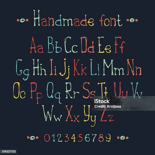 Simple Hand Drawn Font Complete Abc Alphabet Set向量圖形及更多剪裁圖圖片 剪裁圖 創作性