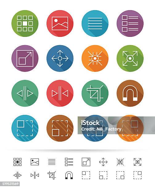 Simple Line Style Graphic User Interface Element Icons Set 1向量圖形及更多一組物體