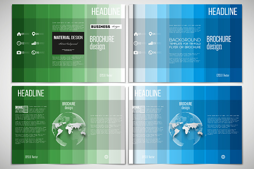 Set Of Trifold Brochure Design Template On Both Sides向量圖形及更多三摺小冊子圖片