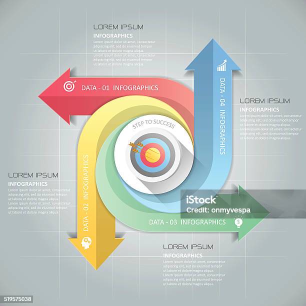 Design Arrows Infographic Template 4 Steps向量圖形及更多信息圖形圖片 信息圖形 創作性 商務