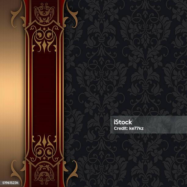 Decorative Vintage Background With Oldfashioned Gold Border向量圖形及更多奢侈圖片
