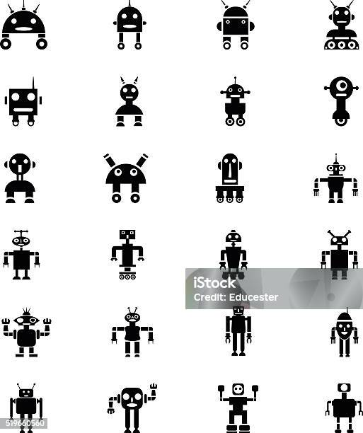 Robots Vector Icons 1向量圖形及更多半機械人圖片 半機械人 技術 插圖 Istock