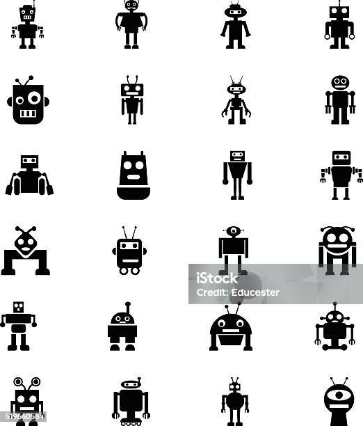 Robots Vector Icons 4向量圖形及更多半機械人圖片 半機械人 技術 插圖 Istock
