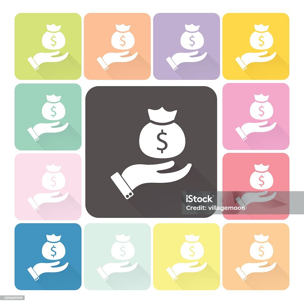 Ilustración De Mano Agarrando Dinero Icono De Color Set Vector