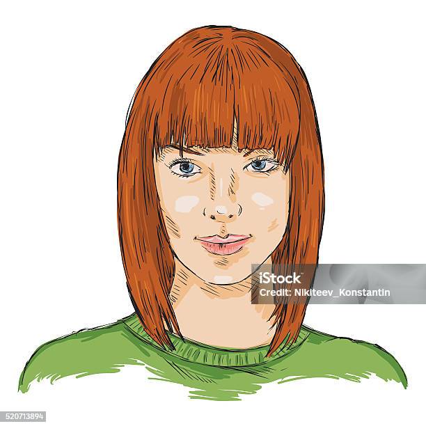 Vector Single Sketch Female Face Women Hairstyle向量圖形及更多一個物體圖片 一個物體 人