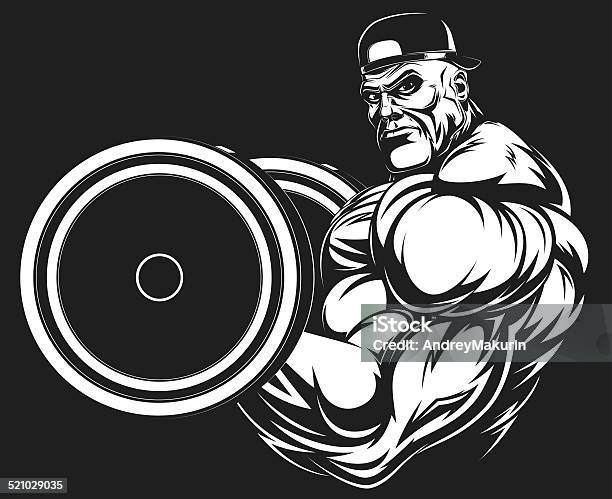 Bodybuilder 바벨 공사장 인부에 대한 스톡 벡터 아트 및 기타 이미지 공사장 인부 근육질 남자 남자 Istock