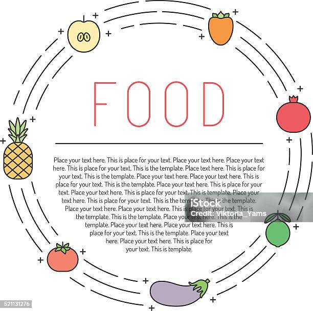 Fruit And Vegetable Multicolored Outline Circle Frame Part Three Stock ... Fruit And Vegetable Multicolored Outline Circle Frame Part Three Stock ...