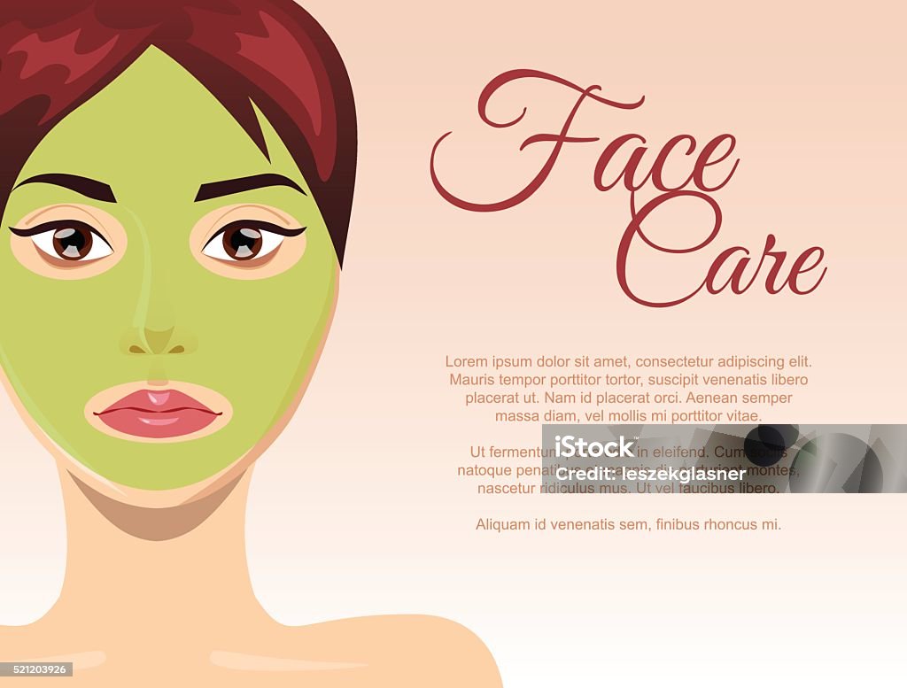 Skin Care Concept With Face Clay Mask Vector Illustration Stock