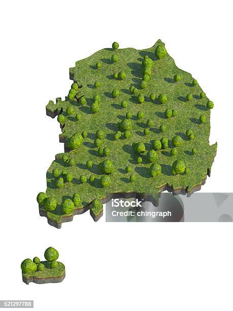 3 D 렌더링 맵 한국 섹션 자르다 격리됨에 나무에 대한 스톡 사진 및 기타 이미지 나무 등측투영법 0명 Istock