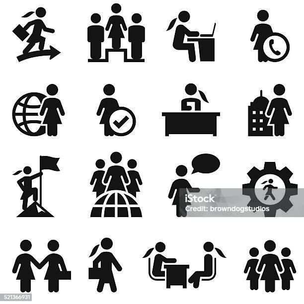 Business Women Icons Black Series向量圖形及更多圖示圖片 圖示 寫字台 人 Istock