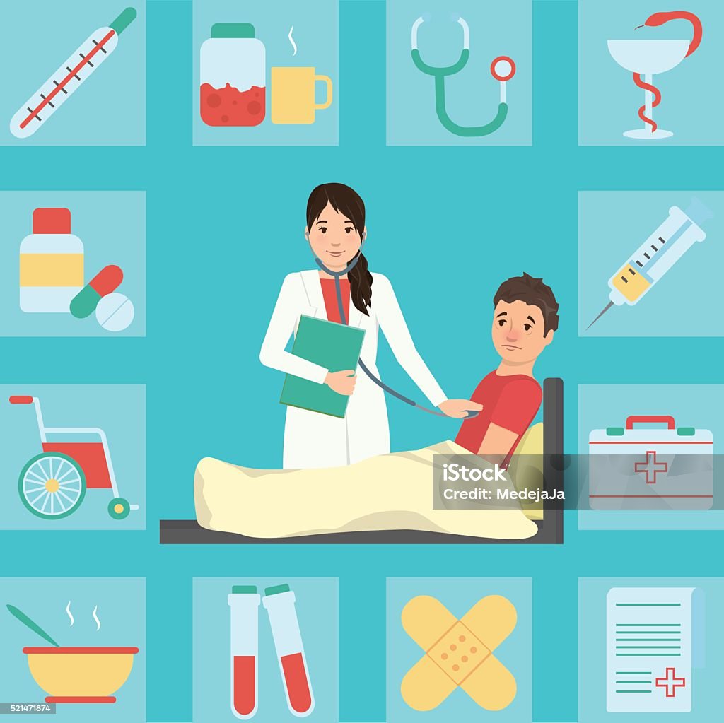 Medical Illustration Of A Doctor Examining Patient Stock Illustration