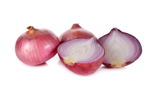 Whloe And Half Cut Red Onion Shallots On White Background Stock Photo ... Whloe And Half Cut Red Onion Shallots On White Background Stock Photo ...