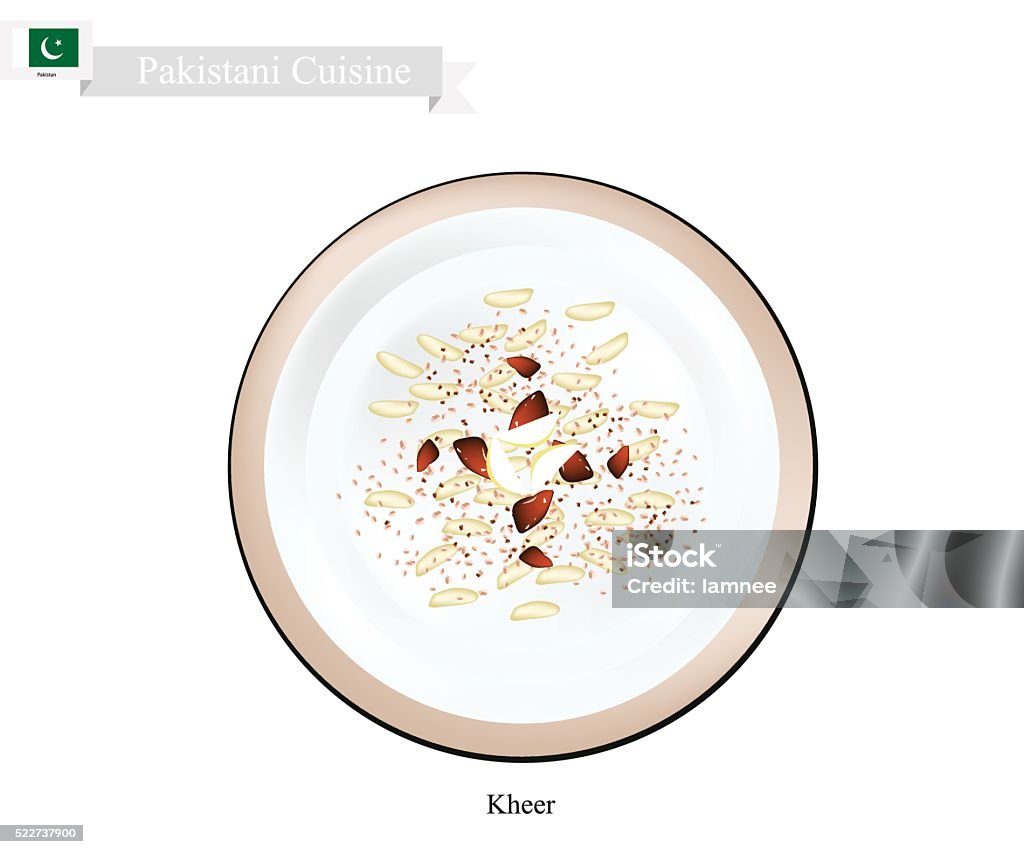 Kheer 또는 팔레스타인 쌀 푸딩 너트 및 스파이시즈 음식에 대한 스톡 벡터 아트 및 기타 이미지 음식 접시 건포도