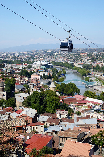 Cableway 올드 슈피칭제 보기 Narikala 요새 0명에 대한 스톡 사진 및 기타 이미지 0명 강 건물 외관