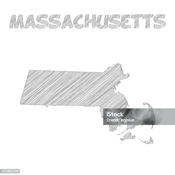 Massachusetts Map Hand Drawn On White Background向量圖形及更多剪裁圖圖片 剪裁圖 原子筆