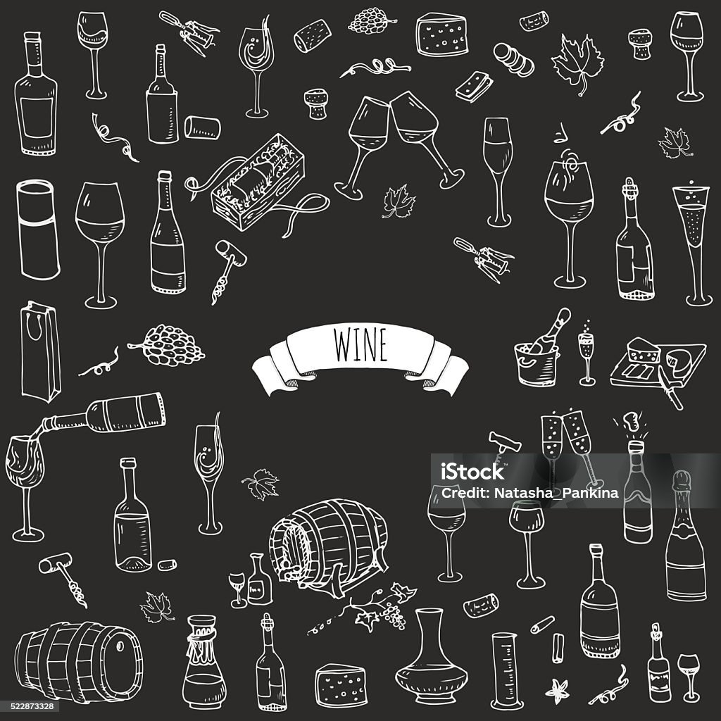 Wine Set Icons Stock Illustration Download Image Now Barrel Bottle