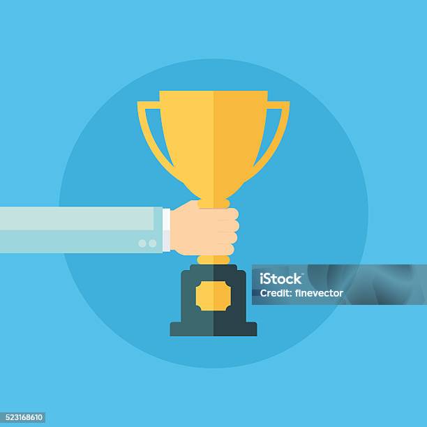 Male Hand Holding Gold Winners Cup Winner Trophy Award Stock
