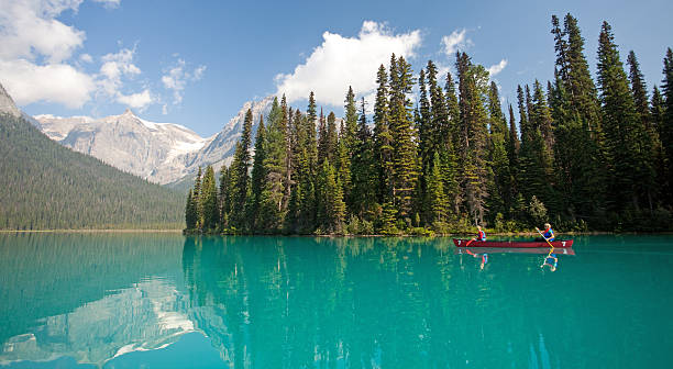 Free Stock Photo of Canoe on a turquoise glacial lake and mountains ...