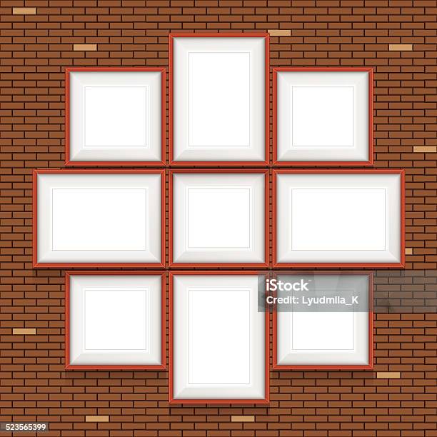 Collage Of Picture Frames On The Brick Wall Vector Set向量圖形及更多乾植物圖片 Istock