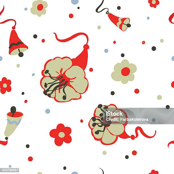 Latar Belakang Mulus Dengan Lonceng Dan Bunga Confetti Ilustrasi Stok