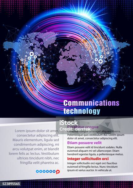 World Map From Circle Center In Europe Communication Technology向量圖形及更多