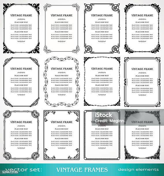 Vintage Frames And Borders Set向量圖形及更多有邊框的圖片 有邊框的 畫框 頁 Istock