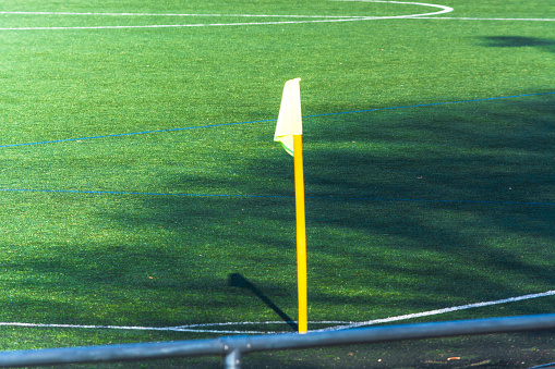 Bandera Saque De Esquina Esquina En El Área De Campo De Fútbol Americano Foto De Stock Y Más