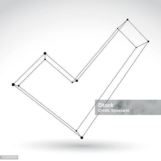 Simbol Validasi Monokrom Mesh 3d Terisolasi Di Atas Putih Ilustrasi