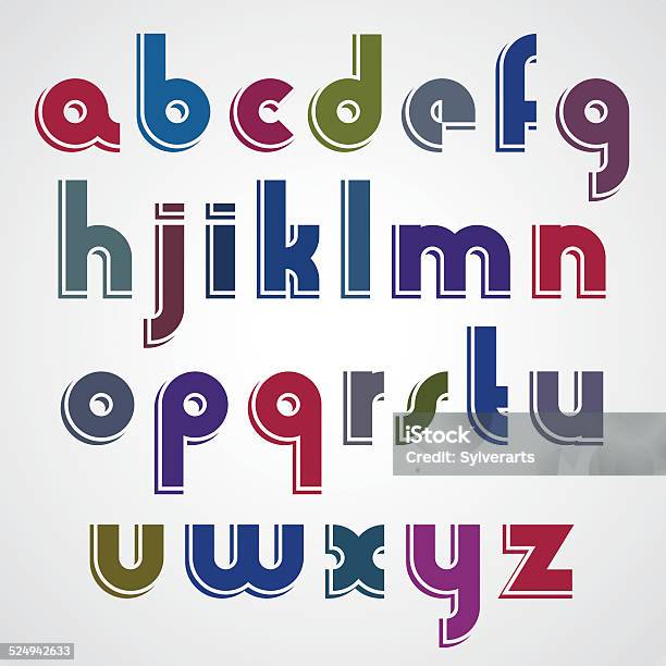 Colorful Cartoon Font Rounded Lower Case Letters向量圖形及更多創作性圖片 創作性 卡片